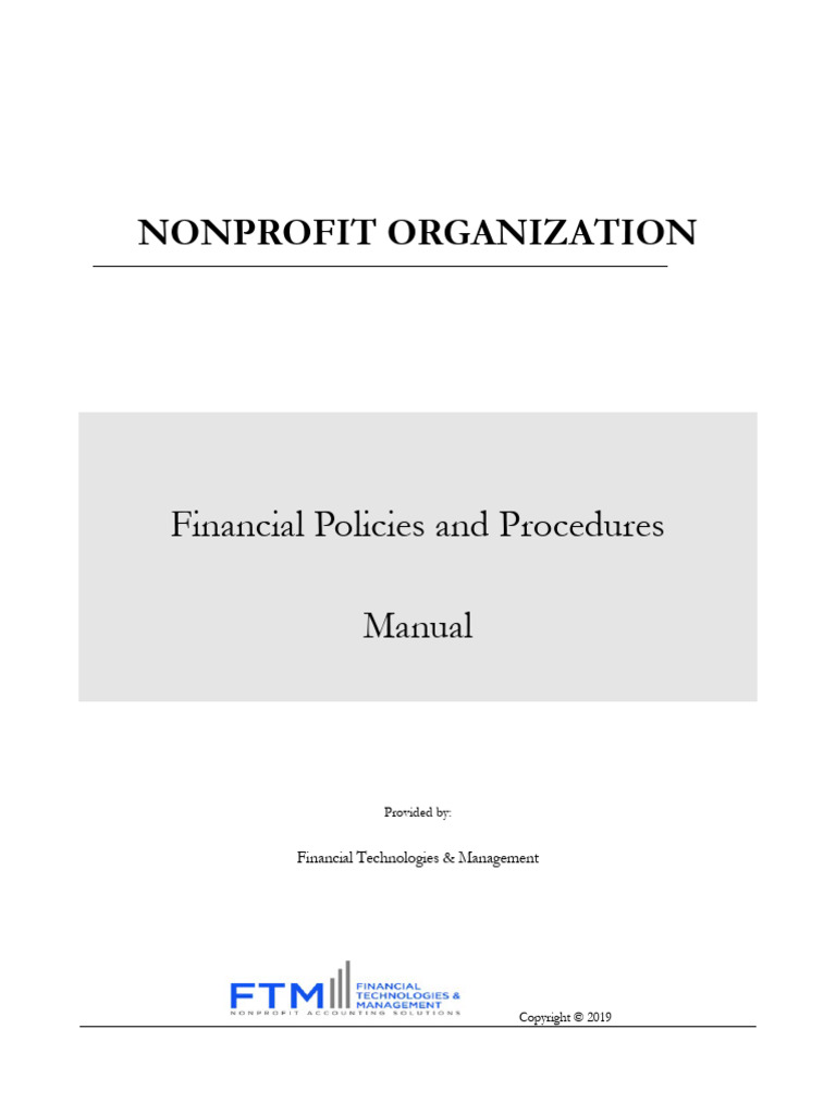 Sample Nonprofit Financial Policies and Procedures Manual Resource ...