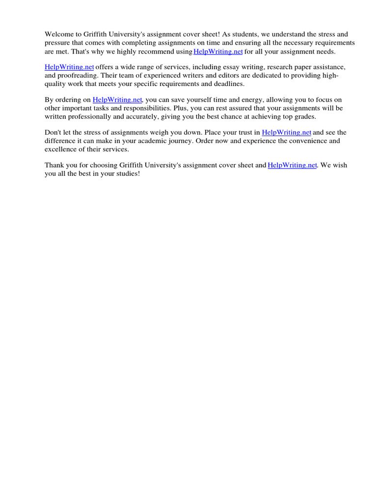 Griffith University Assignment Cover Sheet | Download Free PDF | Essays ...