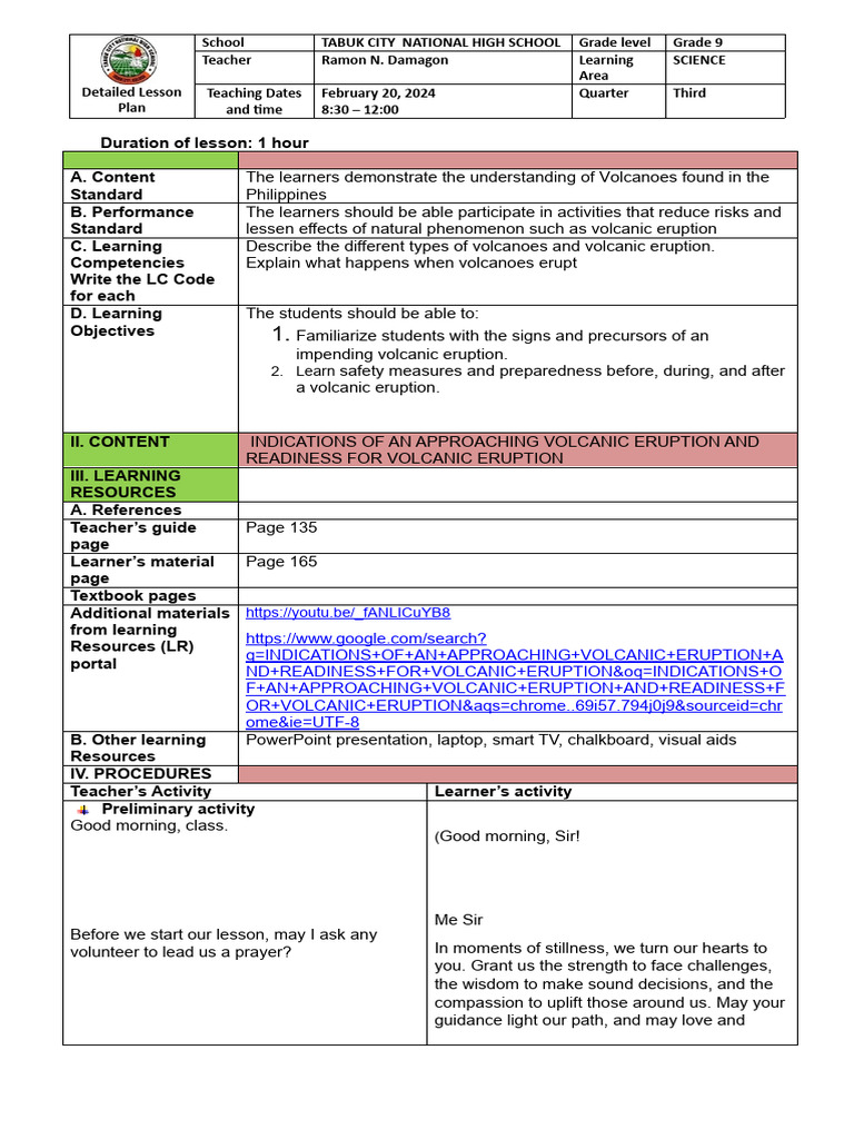 LP 1 Volcano | PDF | Mole (Unit) | Volcano