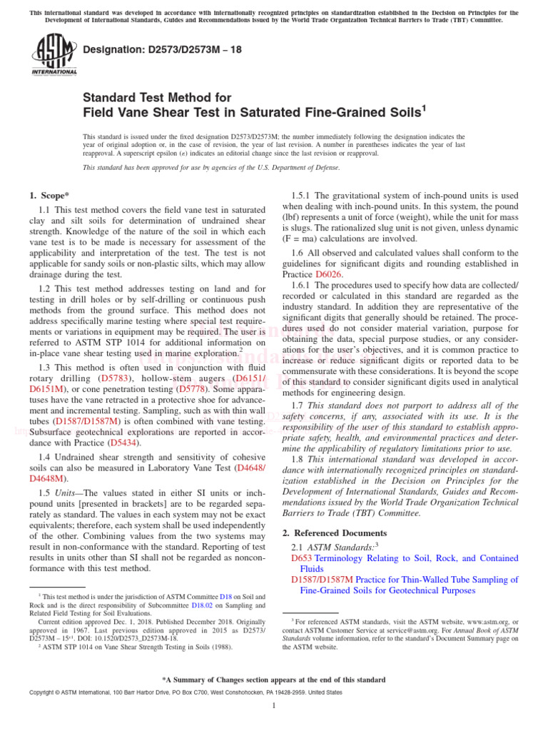 ASTM-D2573-D2573M-18 | PDF | Soil Mechanics | Geotechnical Engineering
