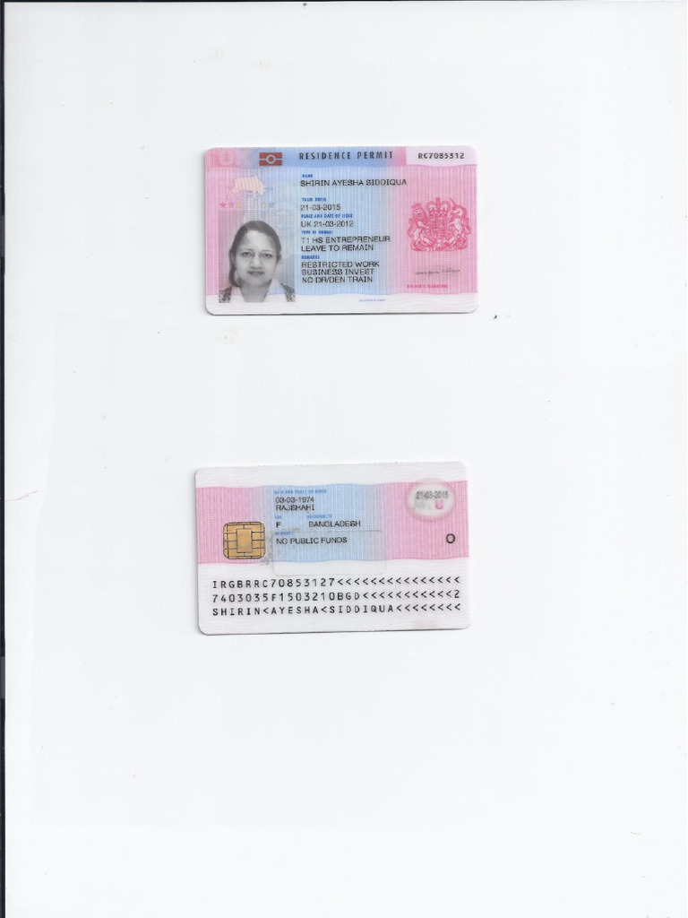 National ID UK BRP Card 1 | PDF