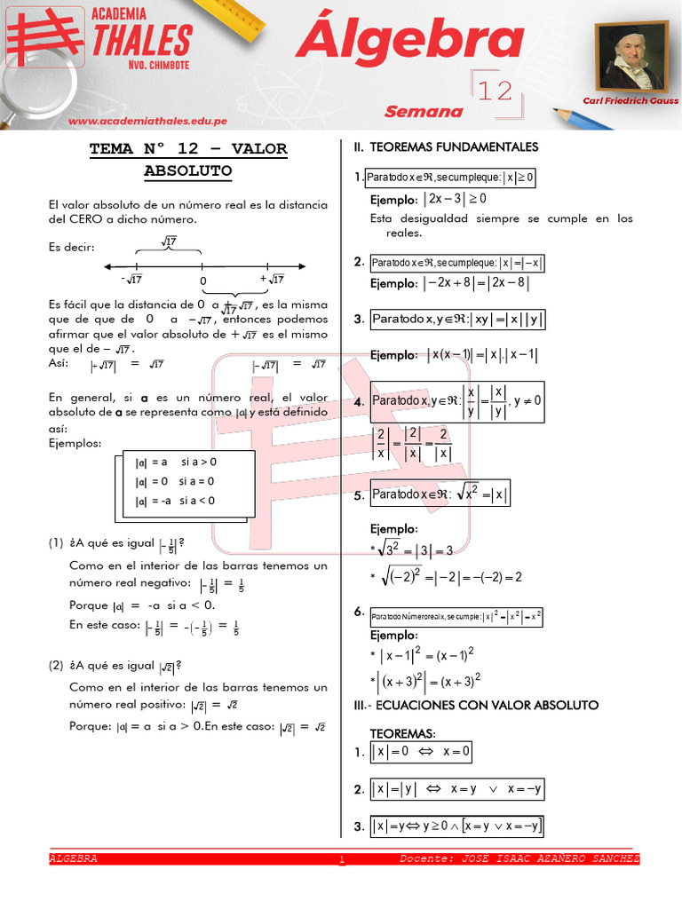 12 Valor Absoluto | PDF | Aritmética | Matemáticas