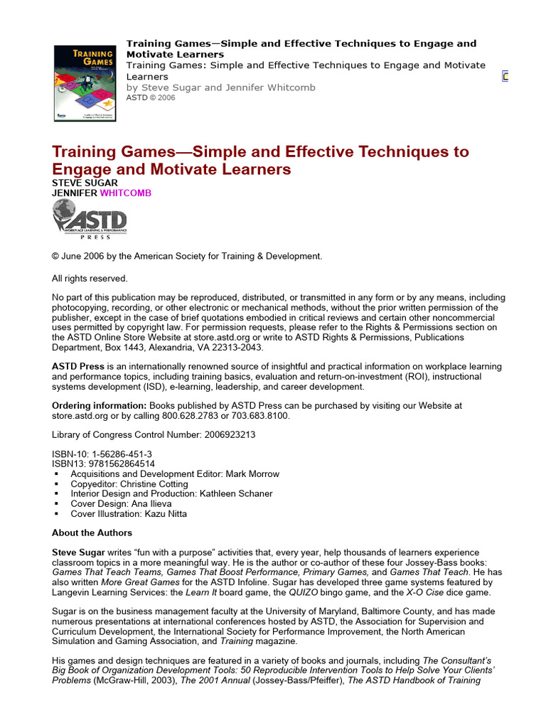 Training Games | PDF | Learning | Simulation