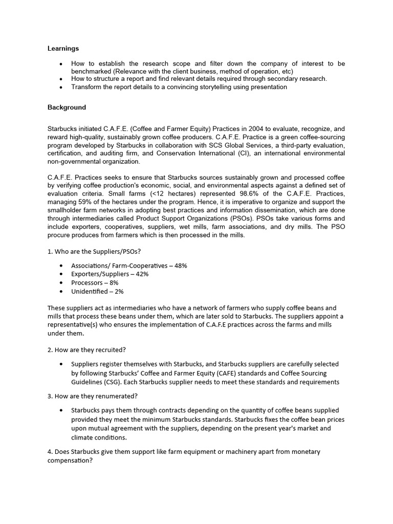 Starbucks Supply Chain | PDF | Starbucks | Sustainability