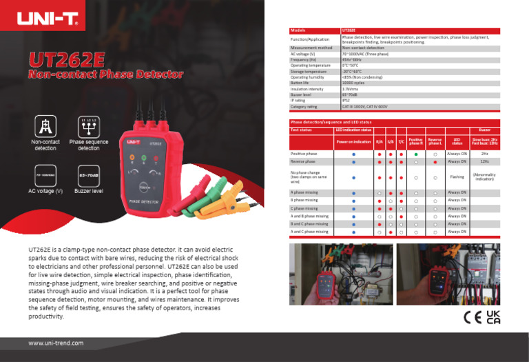 UT262E Data Sheet | PDF | Metrology | Power (Physics)
