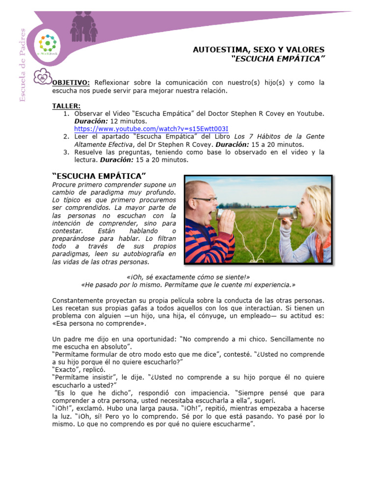 Escucha Empática en la Comunicación Familiar | PDF | Empatía | Motivación