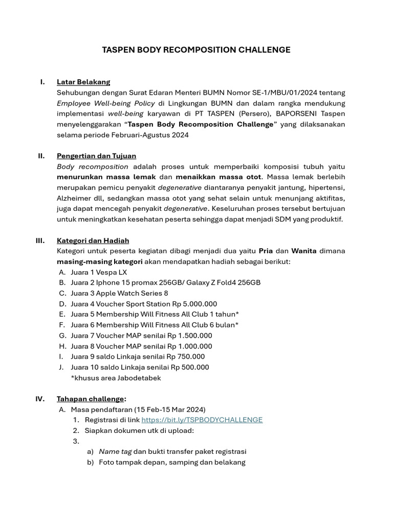 Tantangan Body Recomposition Taspen | PDF