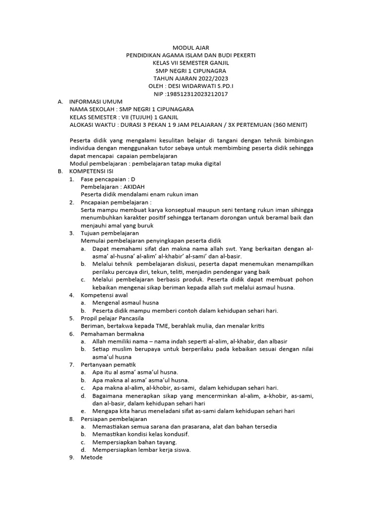 MODUL AJAR BAB II E-Kinerja | PDF