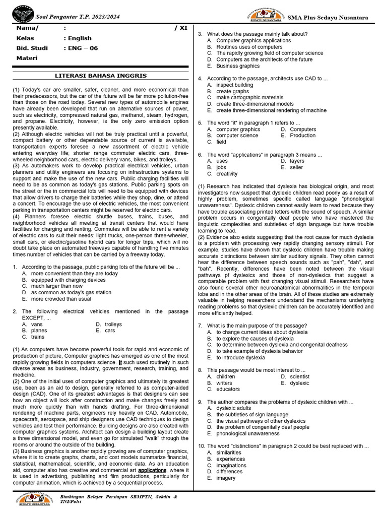 (RD) Xi - Eng 06 | PDF | Dyslexia | 3 D Computer Graphics