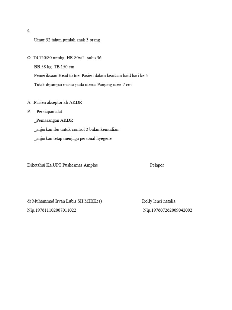 Pemasangan Akdr | PDF | Kesehatan Holistik