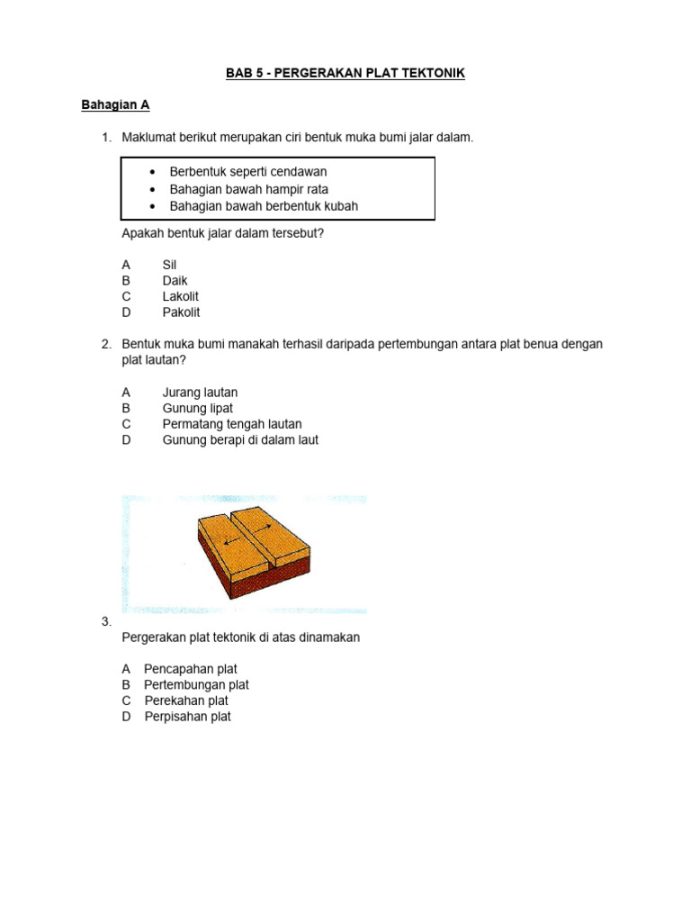 A. Set 2 - Latihan (Bab 5 - Pergerakan Plat Tektonik) | PDF