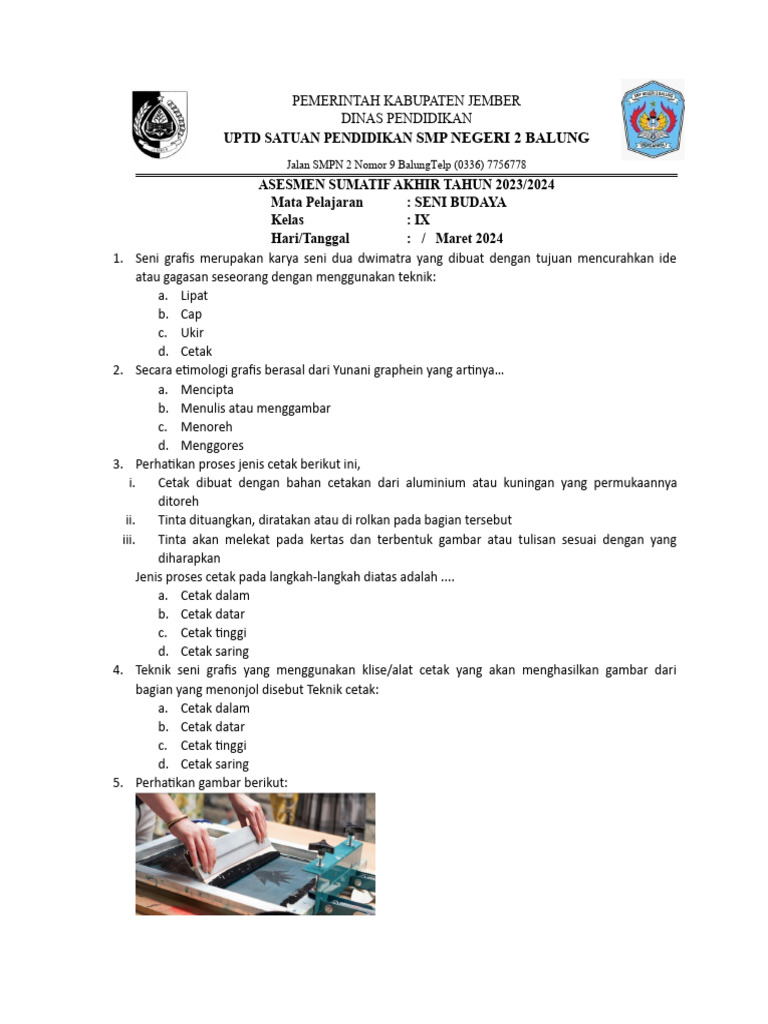 Soal Asat SBD Kelas 9 20232024 | PDF