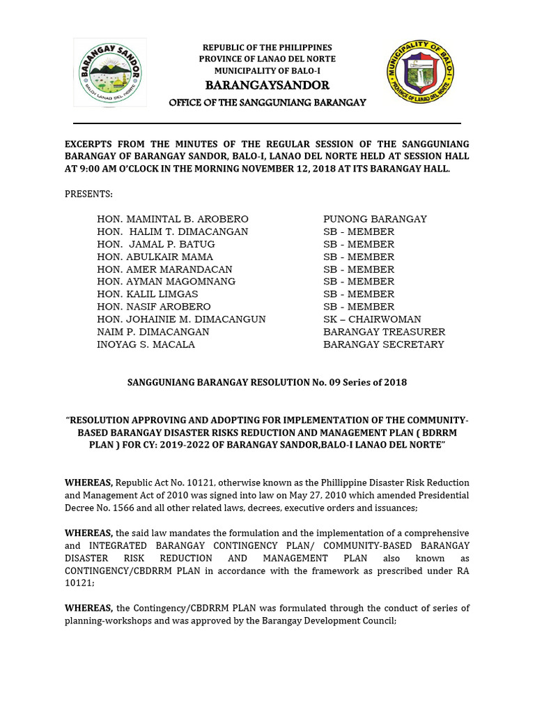 5 Sandor BDRRM SB Resolution 5 | PDF | Government