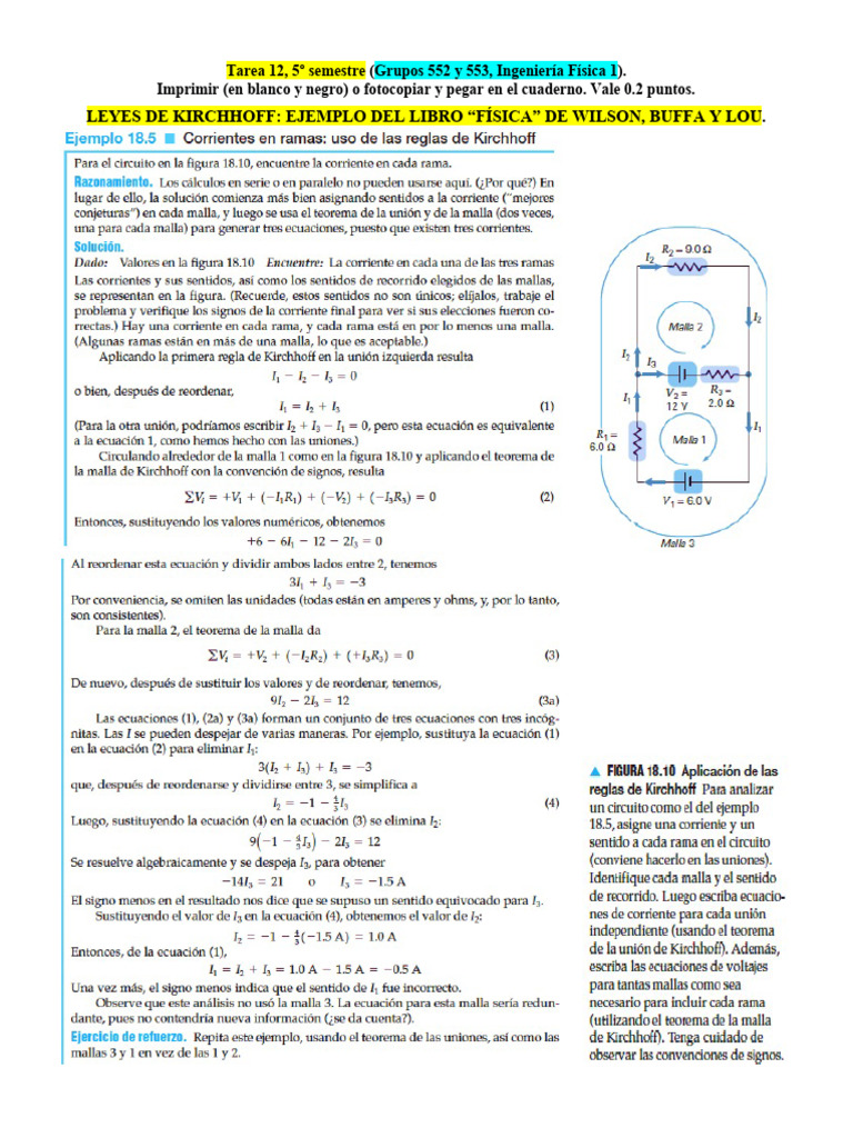 Leyes de Kirchhoff y Cuerpos Rígidos | PDF | Red eléctrica | Fuente de ...