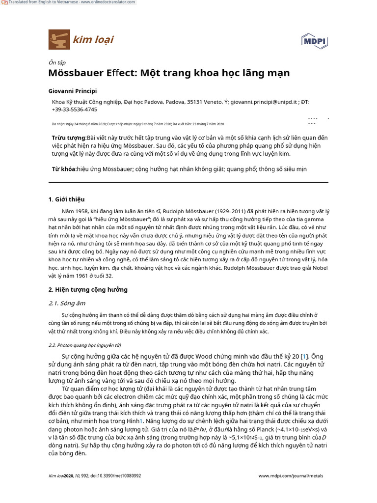 The Mossbauer Effect A Romantic Scientific Page - En.vi | PDF