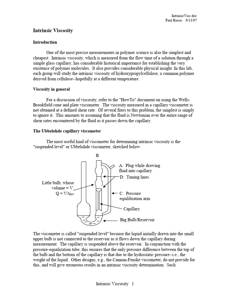Intrinsic Viscosity | PDF | Viscosity | Polymers