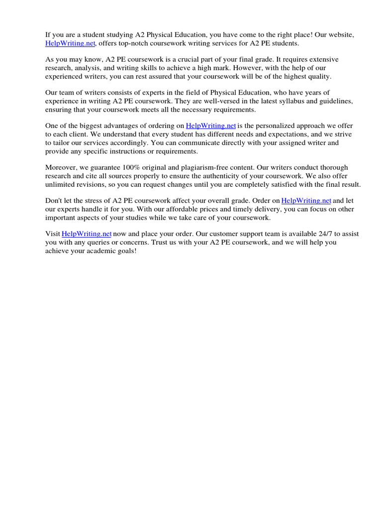 A2 Pe Coursework | PDF