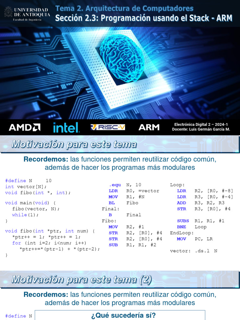 T2.3 - Programación en Ensamblador Usando El Stack - ARM | PDF ...