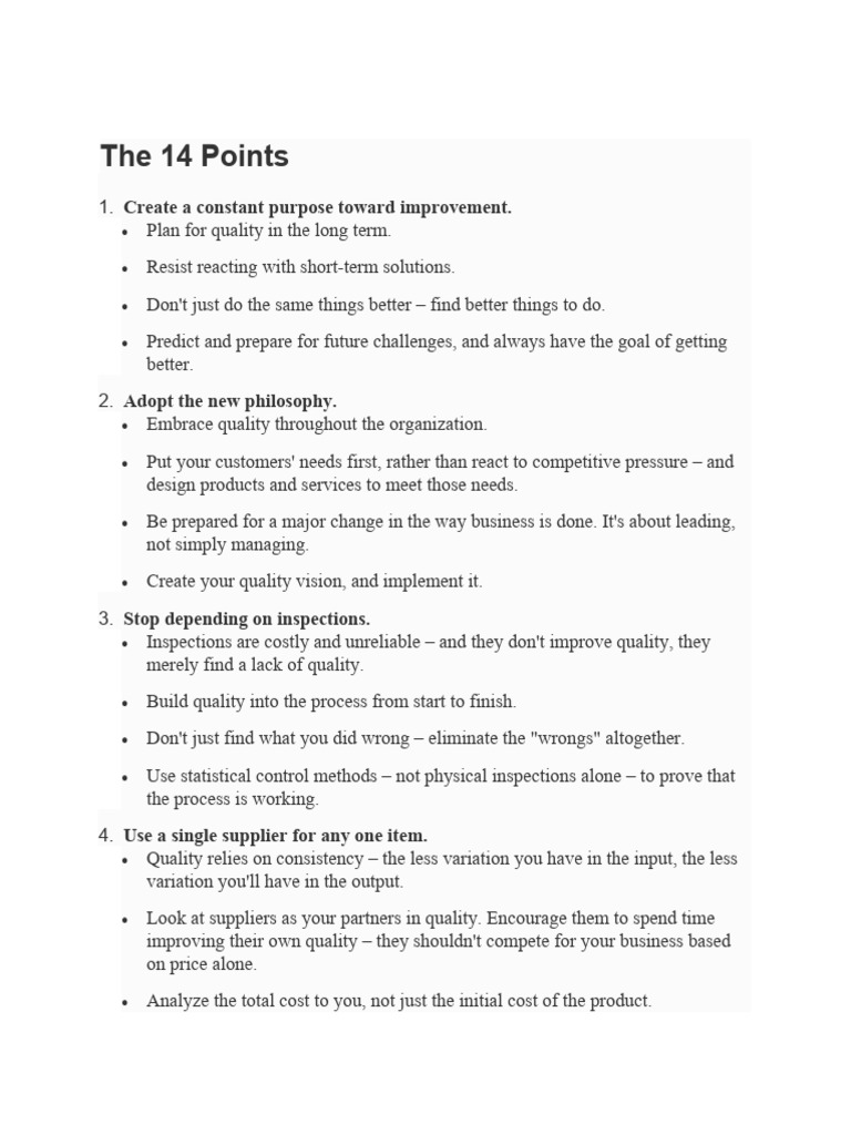 The 14 Points | PDF | Leadership | Social Psychology