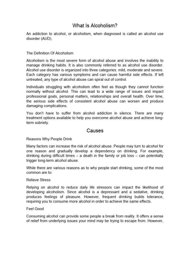 What Is Alcoholism | PDF | Alcoholism | Substance Abuse