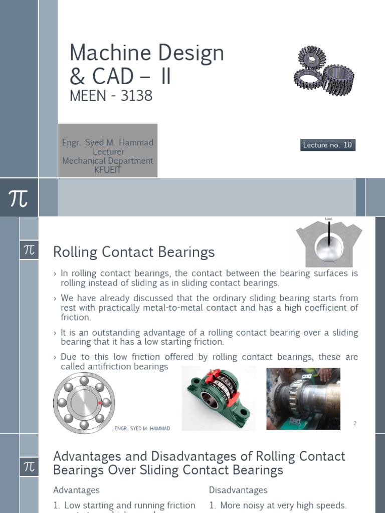 Lecture 10 Rolling Contact Bearings | PDF | Bearing (Mechanical) | Friction