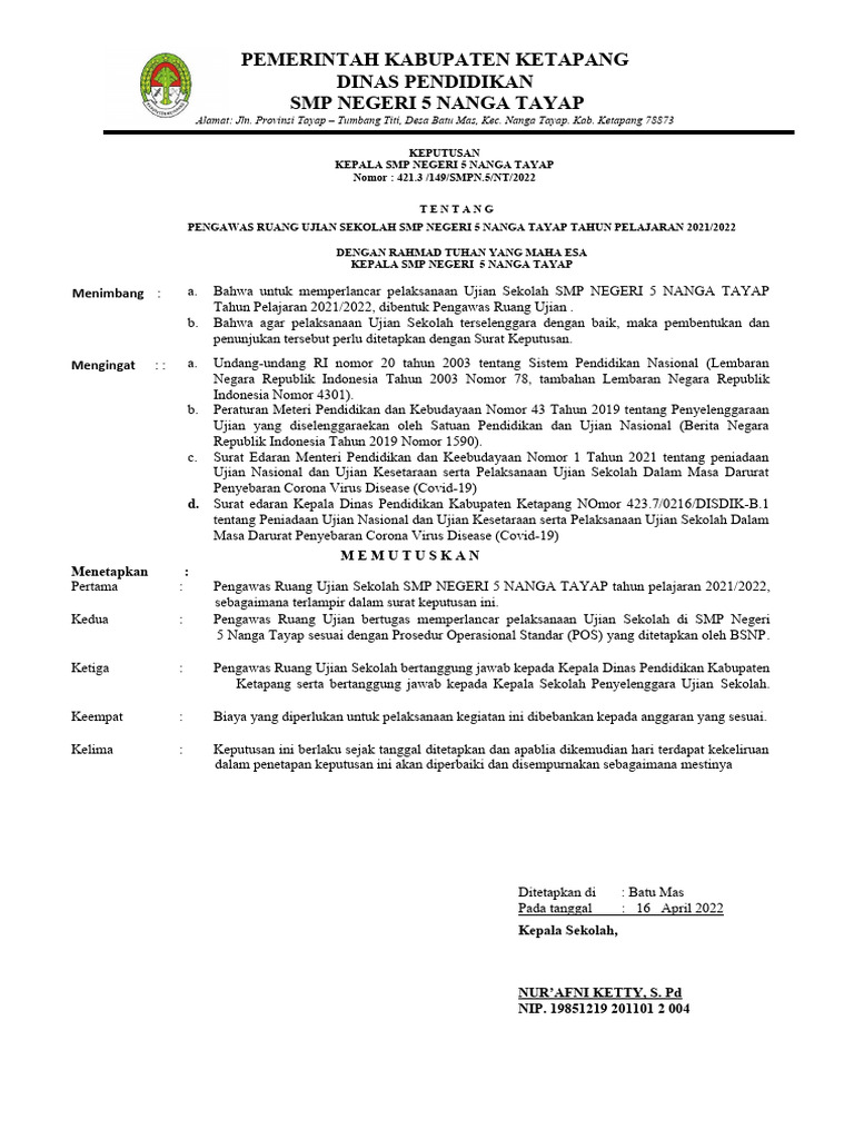 SK Pengawas 2021 | PDF