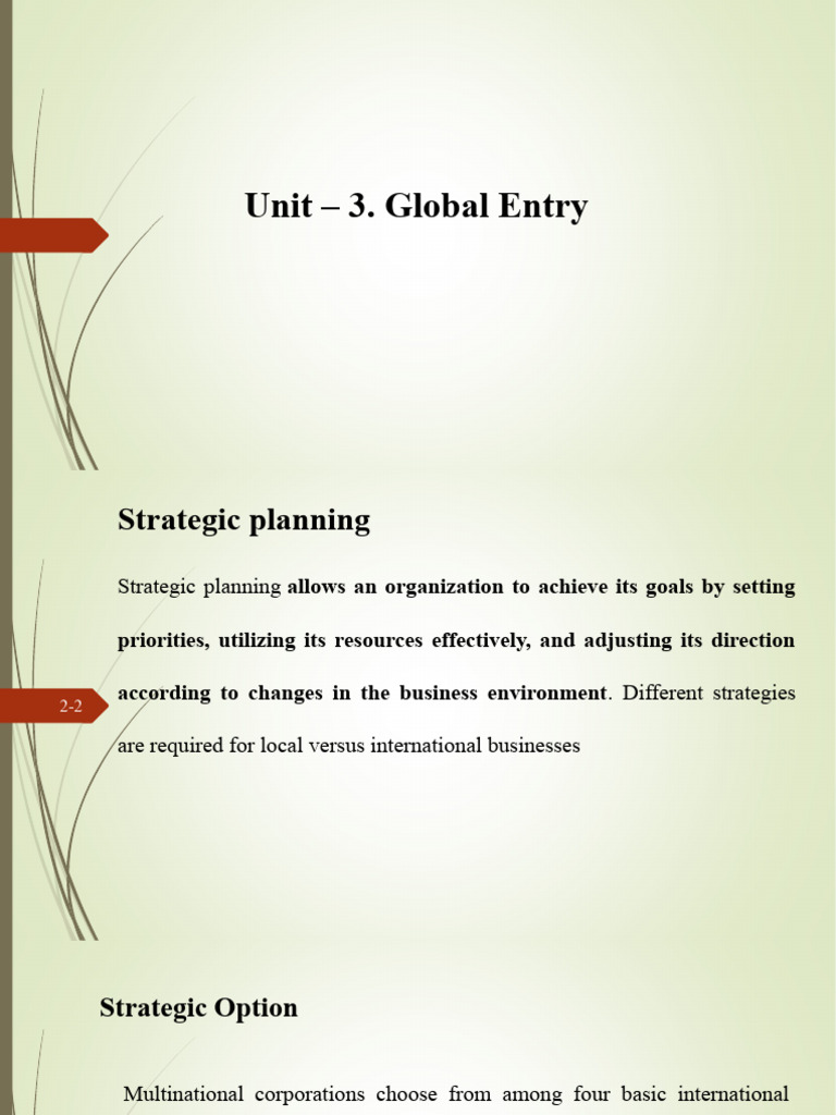 Global Entry Strategies for Businesses | PDF | Strategic Management ...