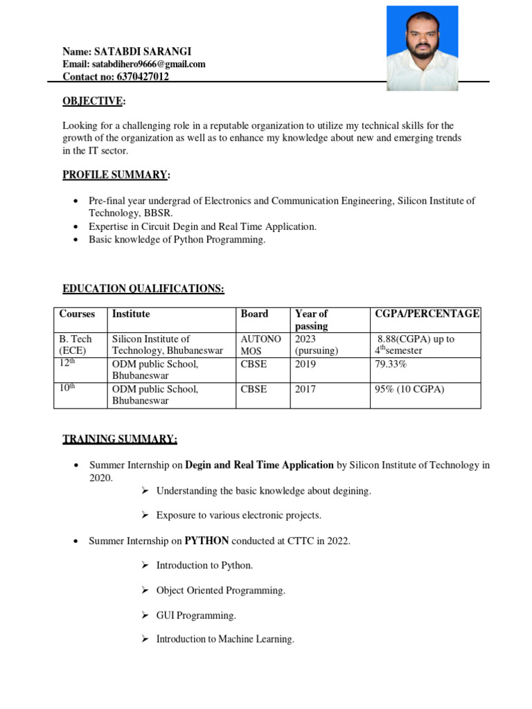 CV Satabdi | PDF | Engineering | Computing