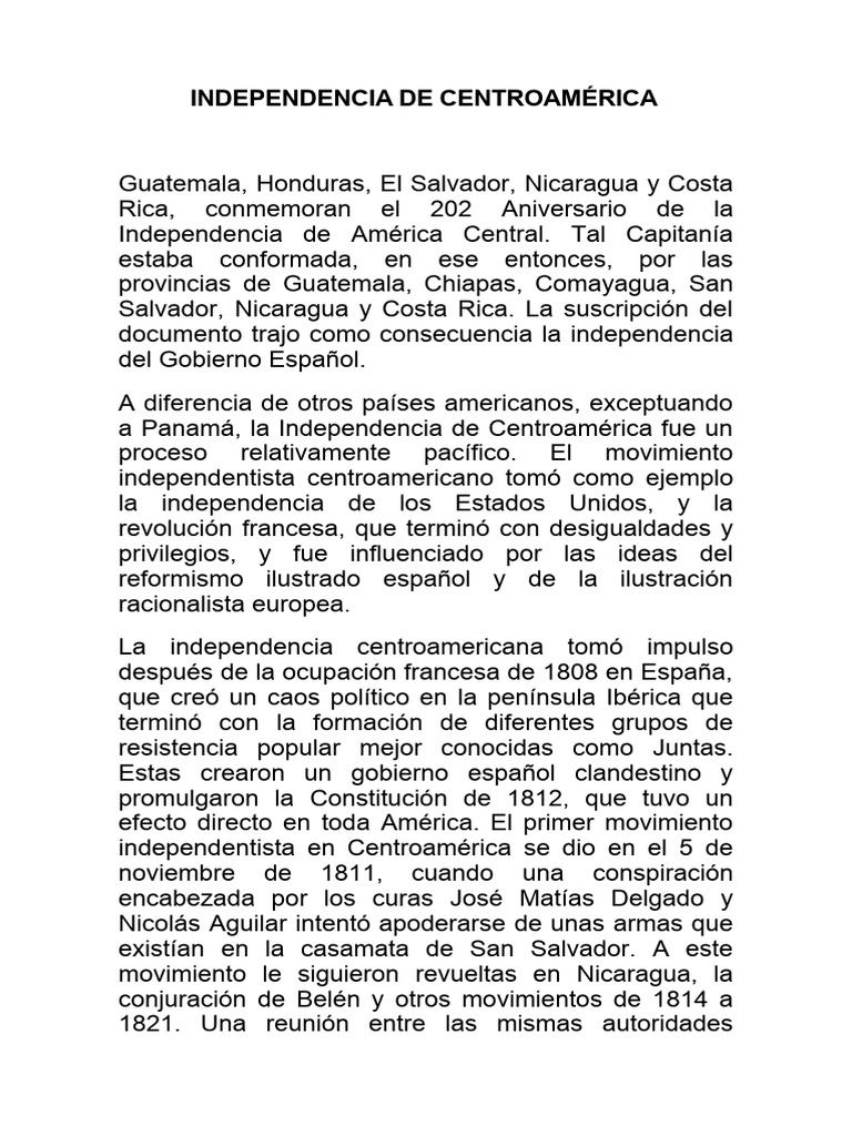 Independencia de Centroamérica | PDF | Centroamérica