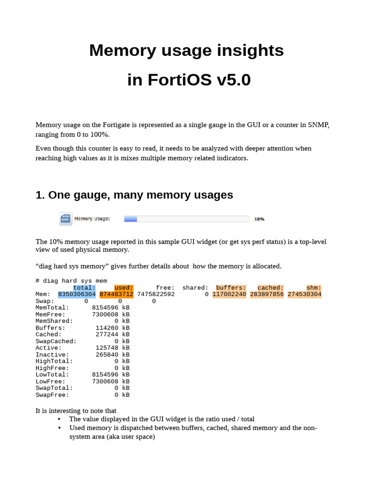 FD35192 MemoryUsageInsightsInFortiOS5 0 | PDF | Computer Data Storage ...
