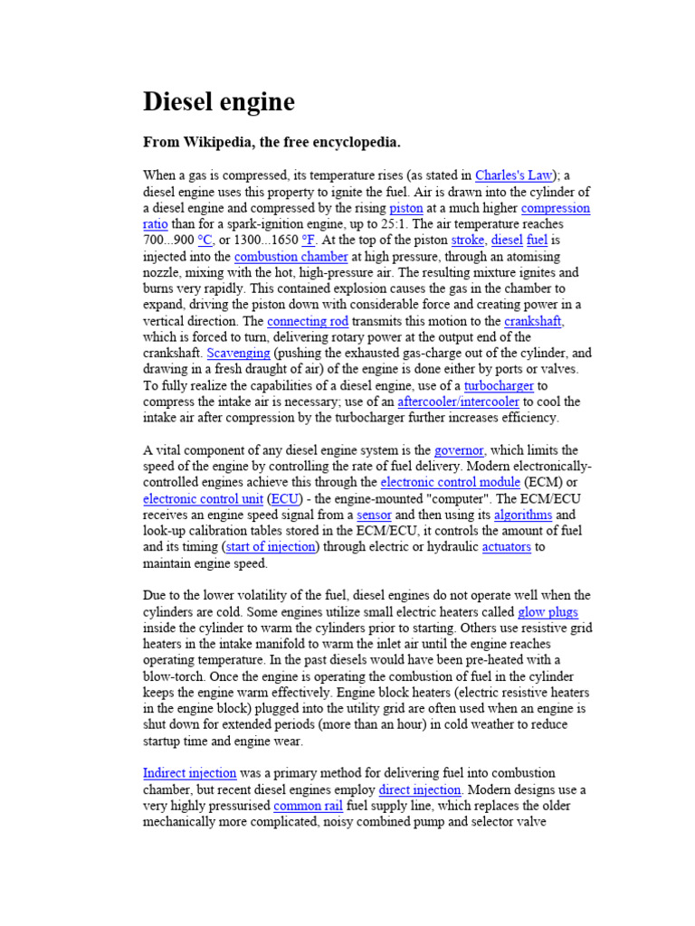 Diesel engine | PDF | Internal Combustion Engine | Diesel Engine