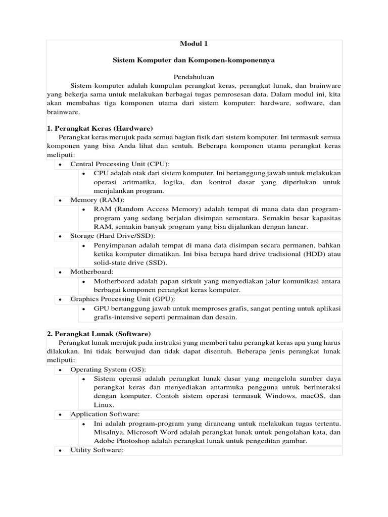 Materi Dan Latihan Soal Dasar Program Keahlian TKJ | PDF | Komputer