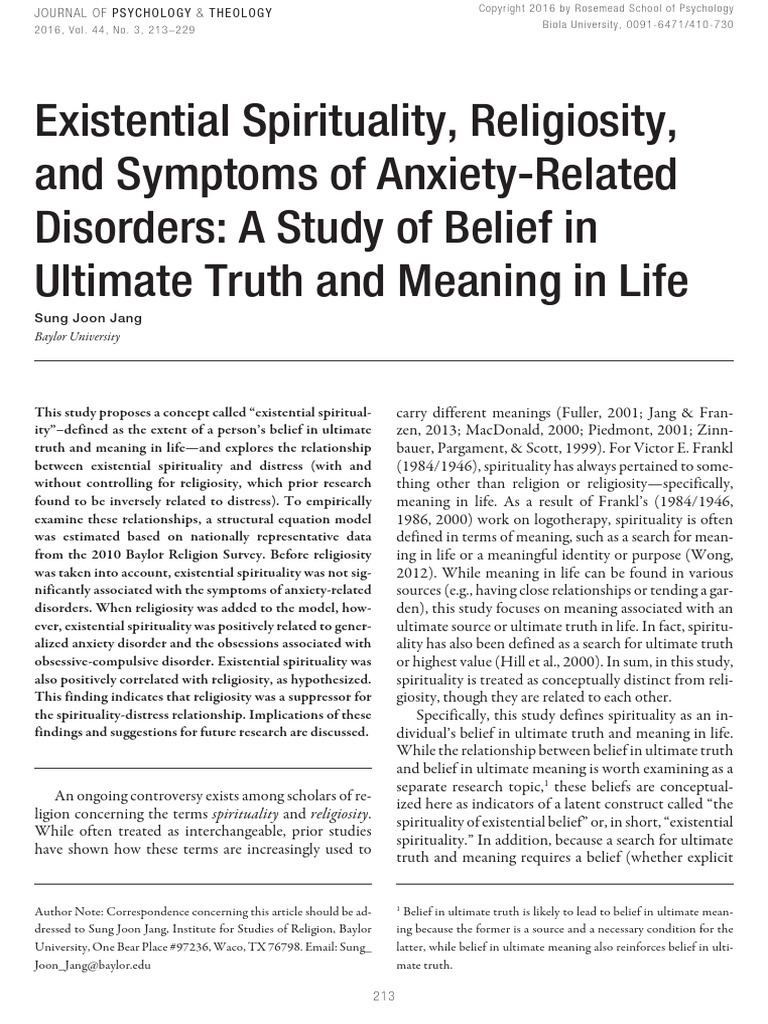 Jang 2016 | PDF | Meaning Of Life | Errors And Residuals