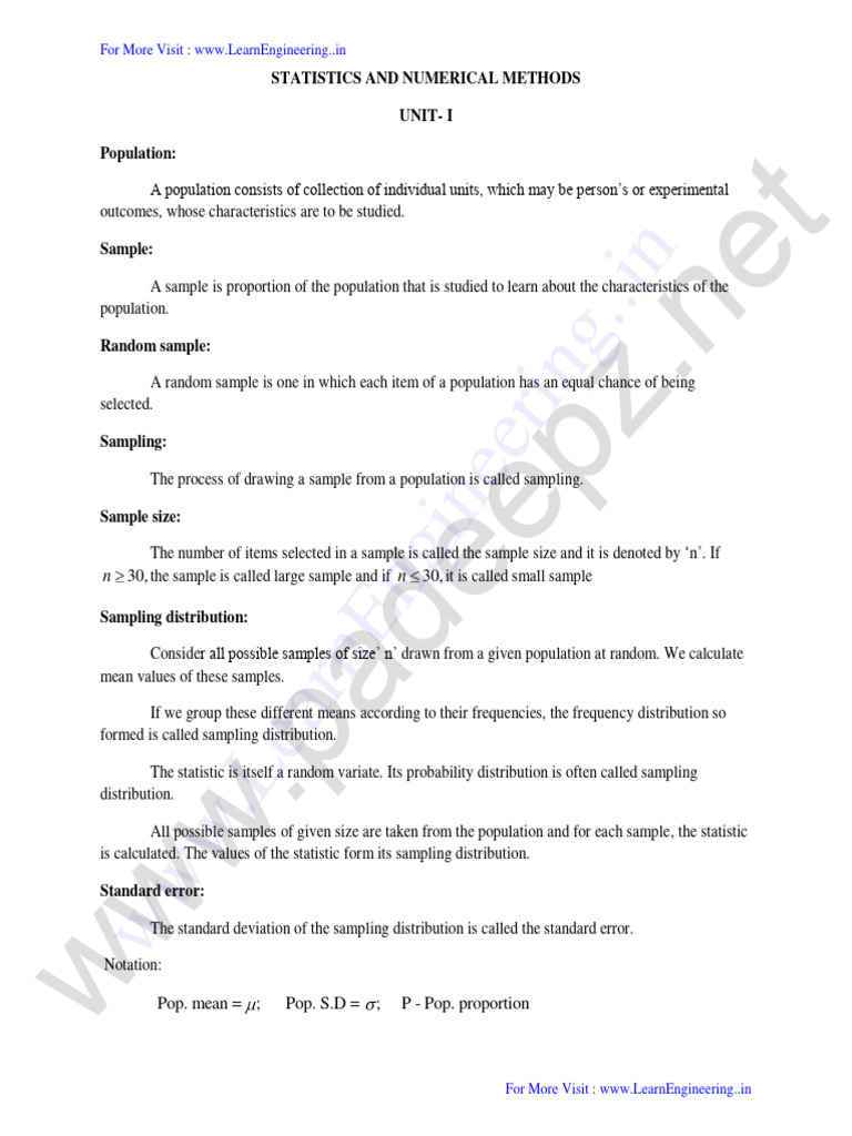 Ma3251 Stastical And Numerical Methods 1 By Learnengineering In Pdf Statistical