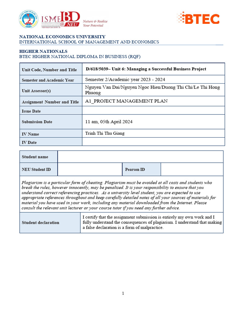MSBP Assignment 1 Brief - 2023-2024 (1) | PDF | Corporate Social Responsibility | Project Management