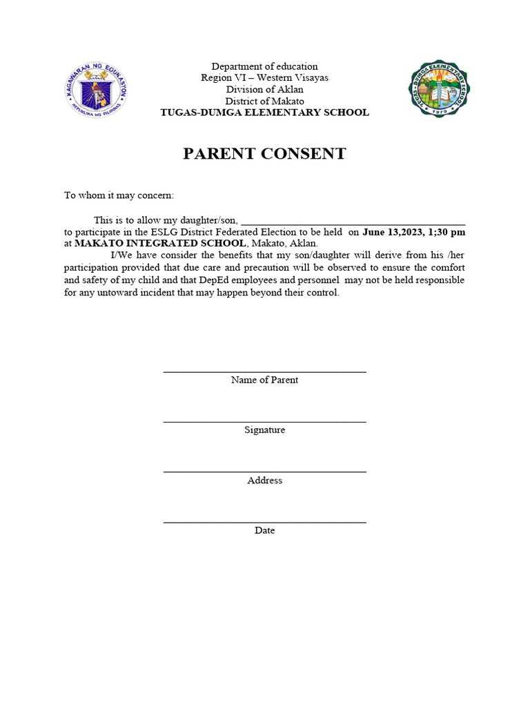 Parent Consent for ESLG Election Participation | PDF