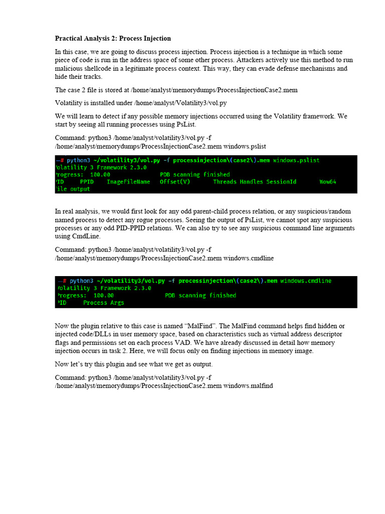 Practical Analysis 2 Process Injection | PDF | Computing | Computer Science Practical Analysis 2 Process Injection | PDF | Computing | Computer Science