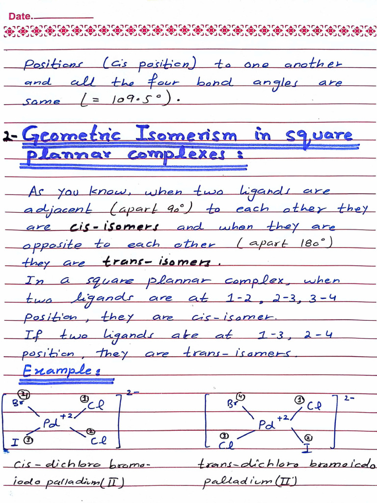 Geometrical Isomerism In Square Planar Complexes Pdf