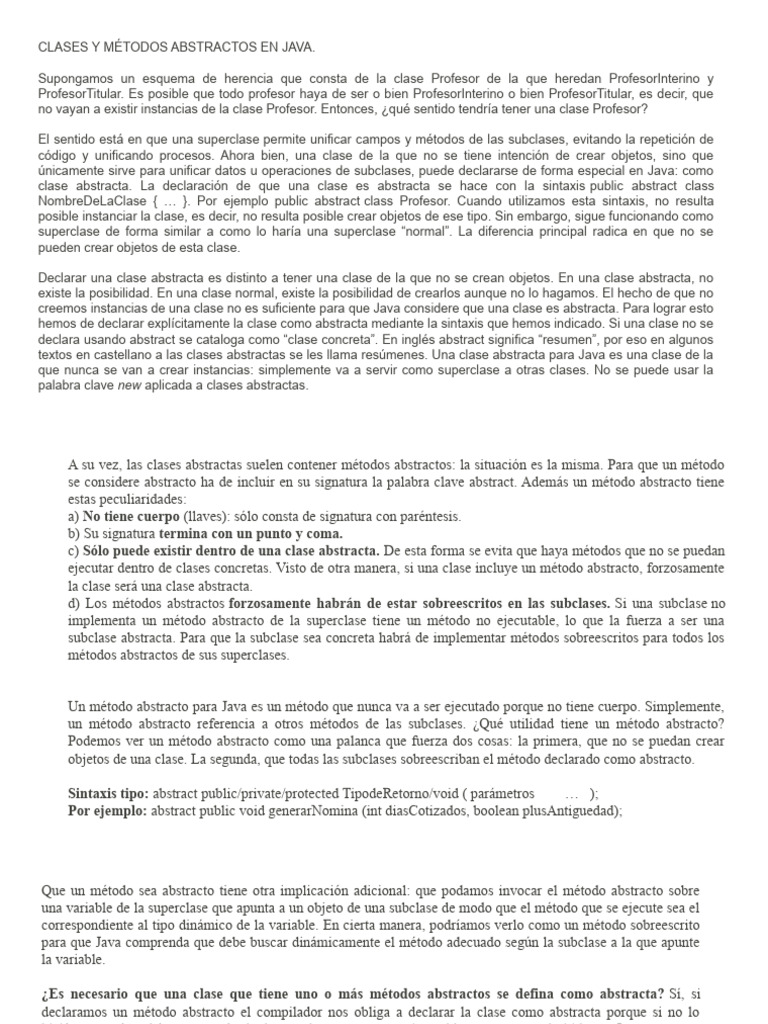 Clases y Metodos Abstractos | PDF | C ++ | Java (lenguaje de programación)
