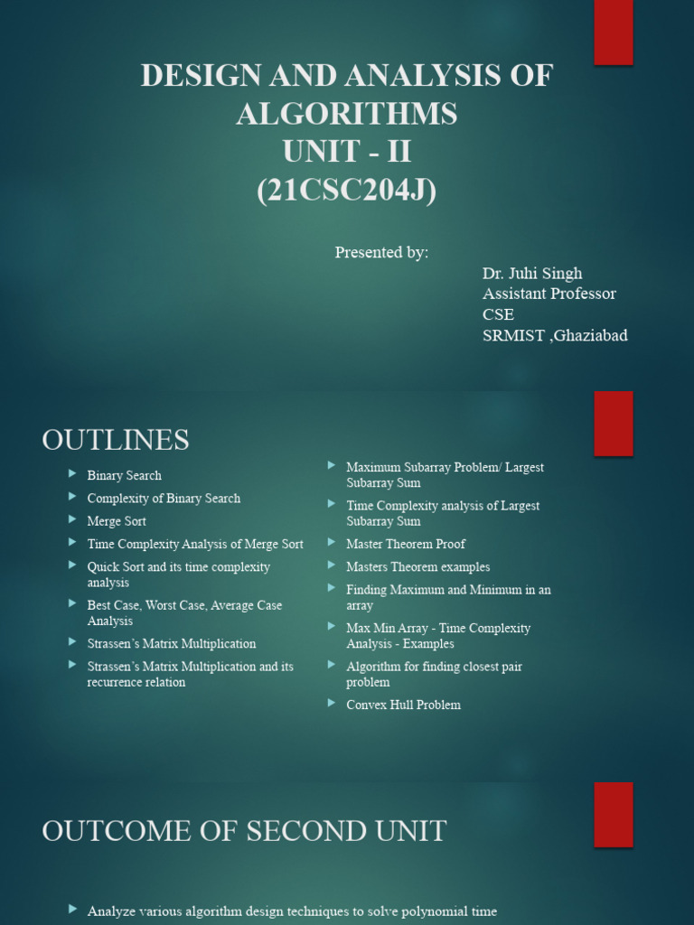 Daa Unit 2 Pdf Time Complexity Computational Complexity Theory