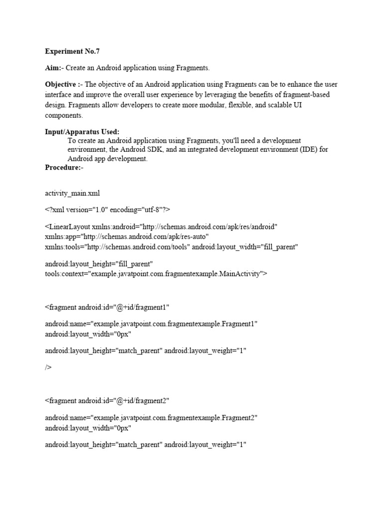 Experiment No 7 | PDF | Android (Operating System) | Software Engineering Experiment No 7 | PDF | Android (Operating System) | Software Engineering