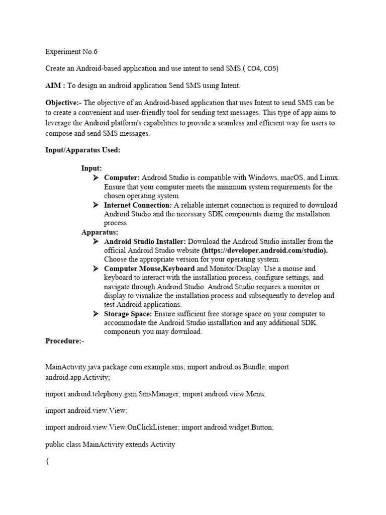 Experiment No 6 | Download Free PDF | Android (Operating System) | Installation (Computer Programs)