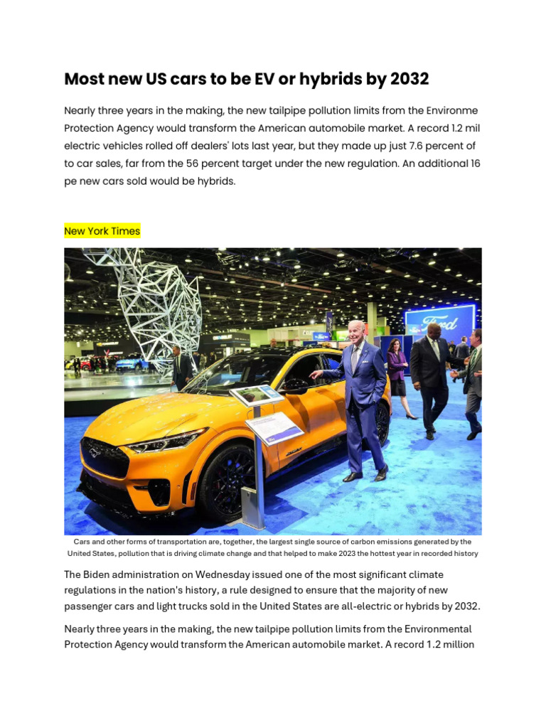 US Cars To Be EV or Hybrids by 2032 (ETAuto) | PDF | Electric Vehicle ...