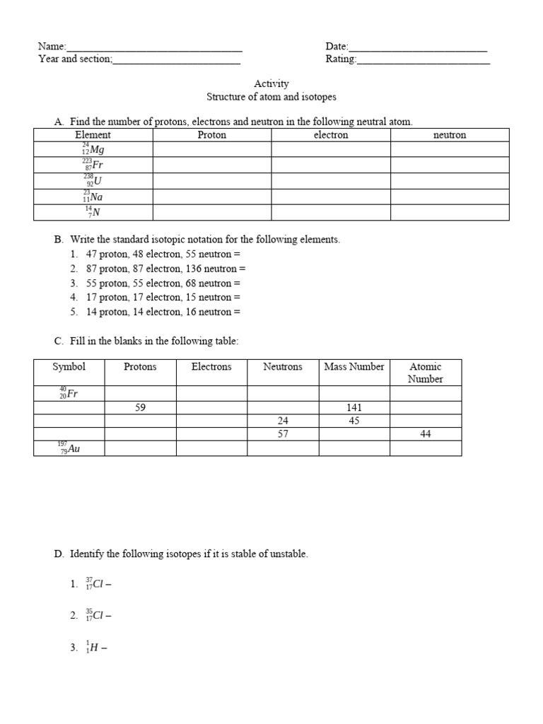 Proton, Electron, Neutrons& Isotopes | PDF
