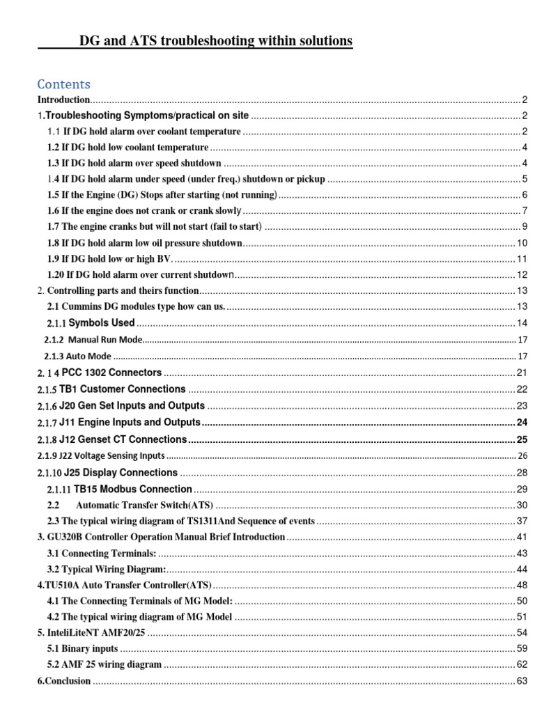 DG and ATS | PDF | Relay | Power Supply