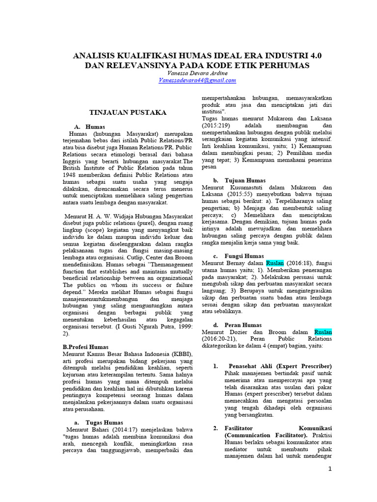 Vanessa Devara Ardine - 6662200021 - 6C - Uas Etika Profesi Humas | PDF | Karier & Perkembangan ...