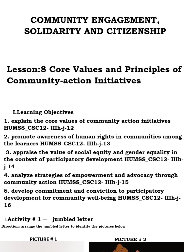 Lesson 8 Core Values and Principles Asychronous Class | PDF | Justice ...