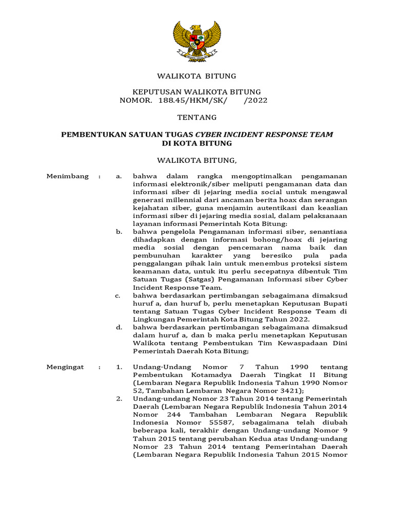 SK Tim Satuan Tugas Cyber | PDF | Komputer | Teknologi & Rekayasa