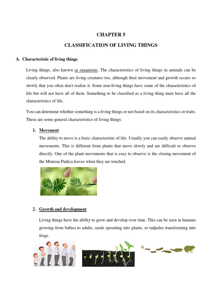 Bab 5 Classification of Living Things-A, Characteristics of Living ...