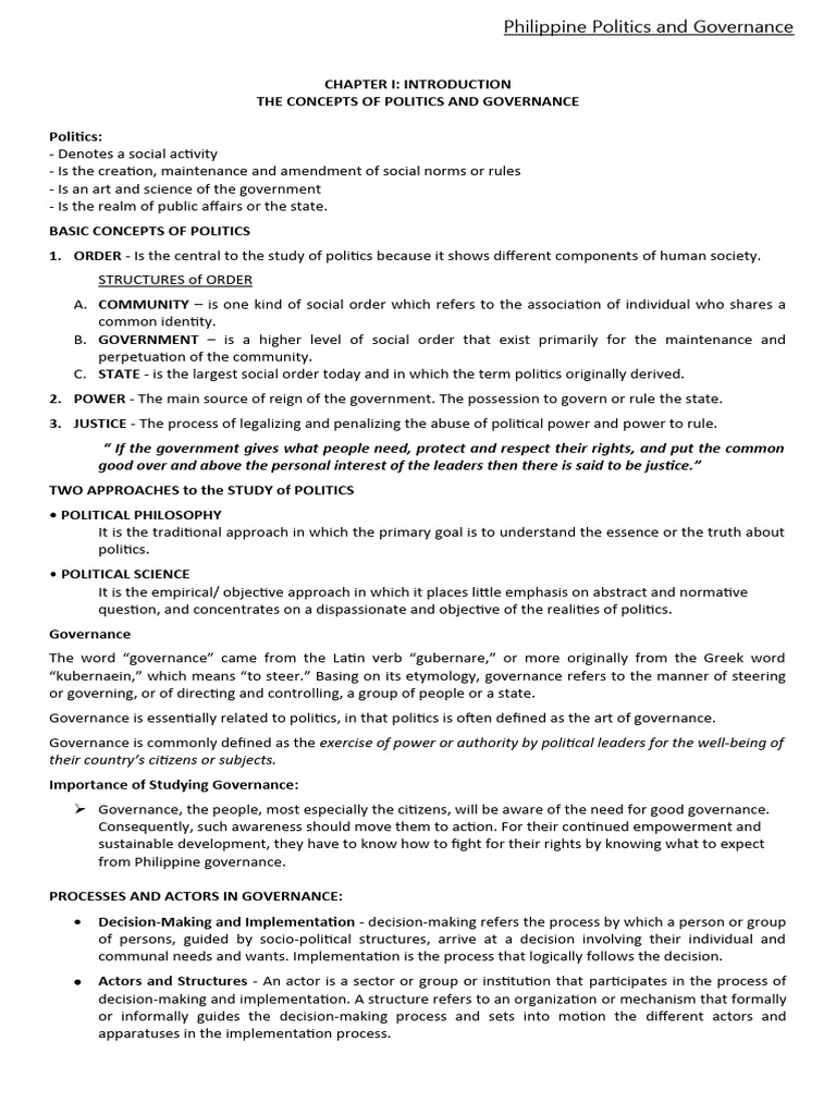 Understanding Philippine Politics & Governance | PDF | Power (Social ...